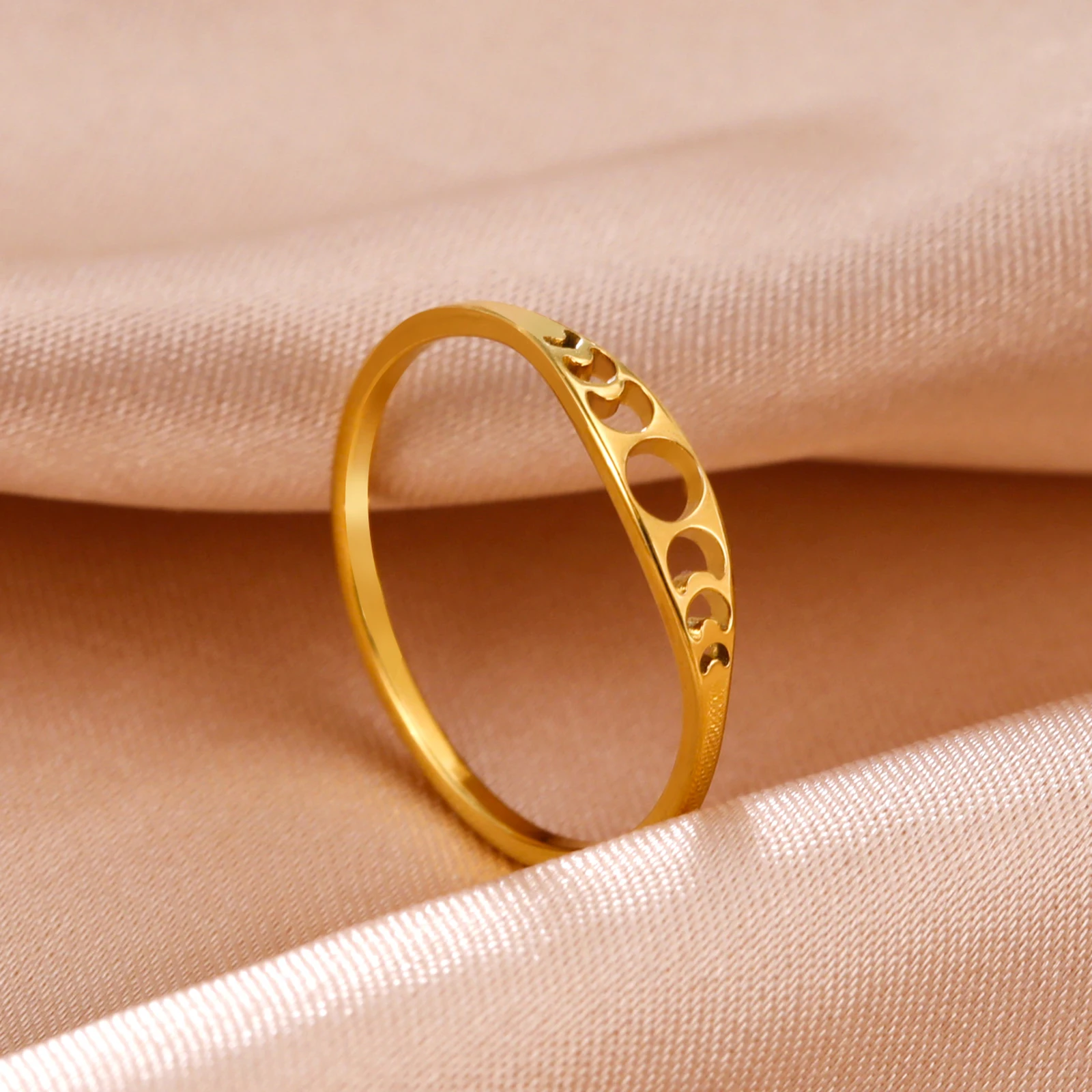 Skyrim Moon Phase Ring Stainless Steel Gold Color Crescent Moon Women Rings 2022 Fashion Jewelry ...