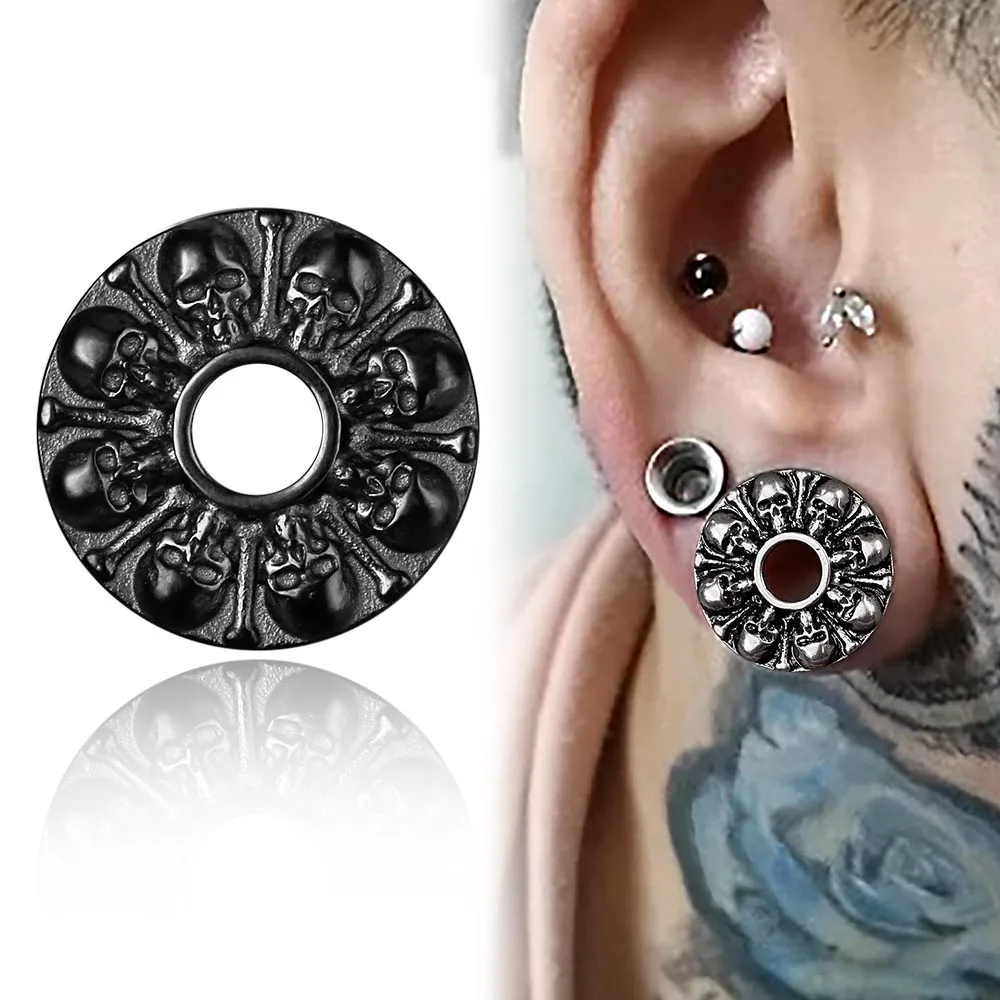 Giga-2PCS-Skull-Ear-Plugs-Stretcher-Ear-Tunnels-Gauges-316-Surgical ...