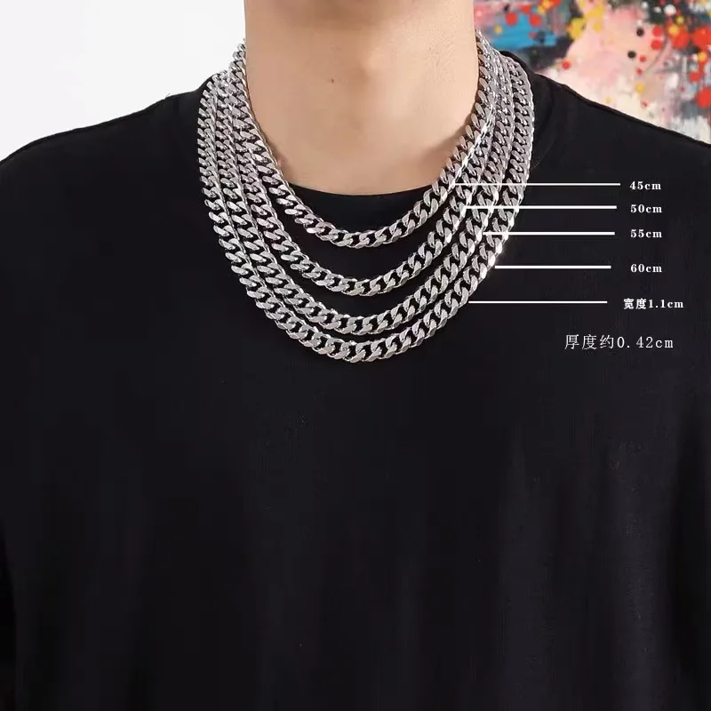 925-Sterling-Silver-10MM-20-22-24-Inches-Bully-Cuban-Chain-Necklace-Men ...