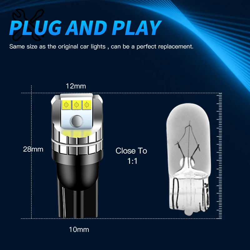 2PCS 12V T10 W5W LED Clearance Lights Bulbs Canbus For Subaru Forester 1997-2017 XV 2012-2017 ...