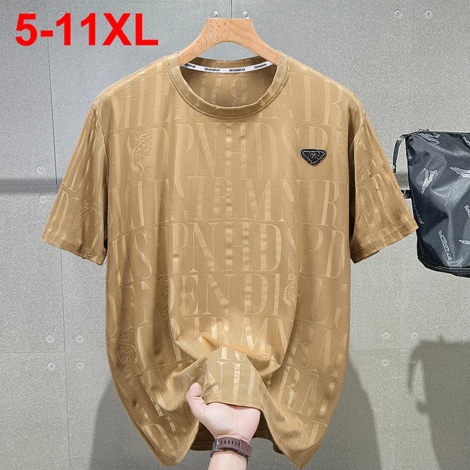 Summer Fashion T Shirts Men's 9XL 10XL 11XL Tee Tops Black Loose Casual ...