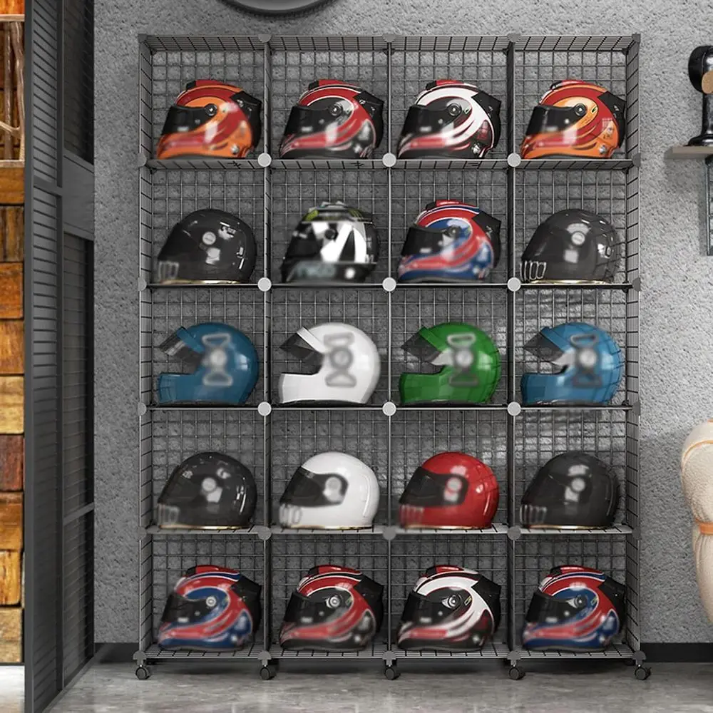 Metal Helmet Display Stand Motorcycle Helmet Storage Cabinet, Retail ...