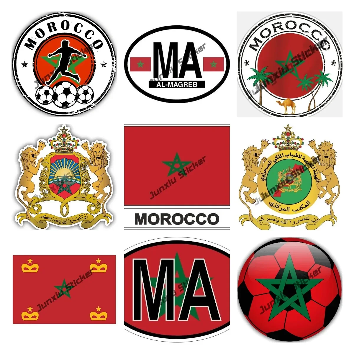 Creative-Morocco-Stickers-Morocco-Flag-Map-PVC-Sticker-Morocco-Coat-of ...