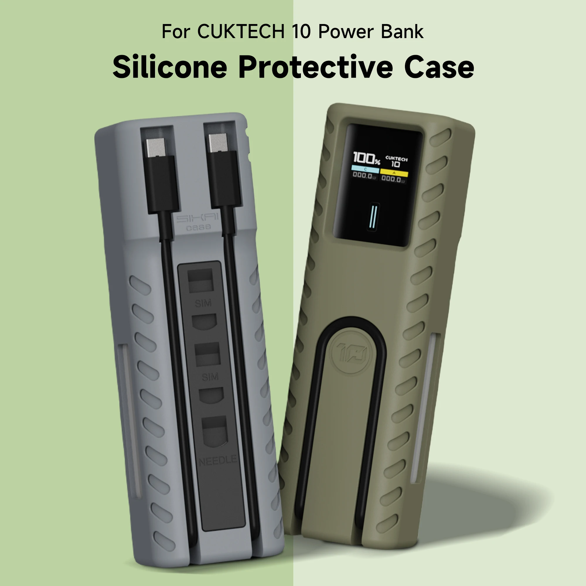 SIKAI Silicone Case for CUKTECH 10 Power Bank with Cable Storage Travel ...
