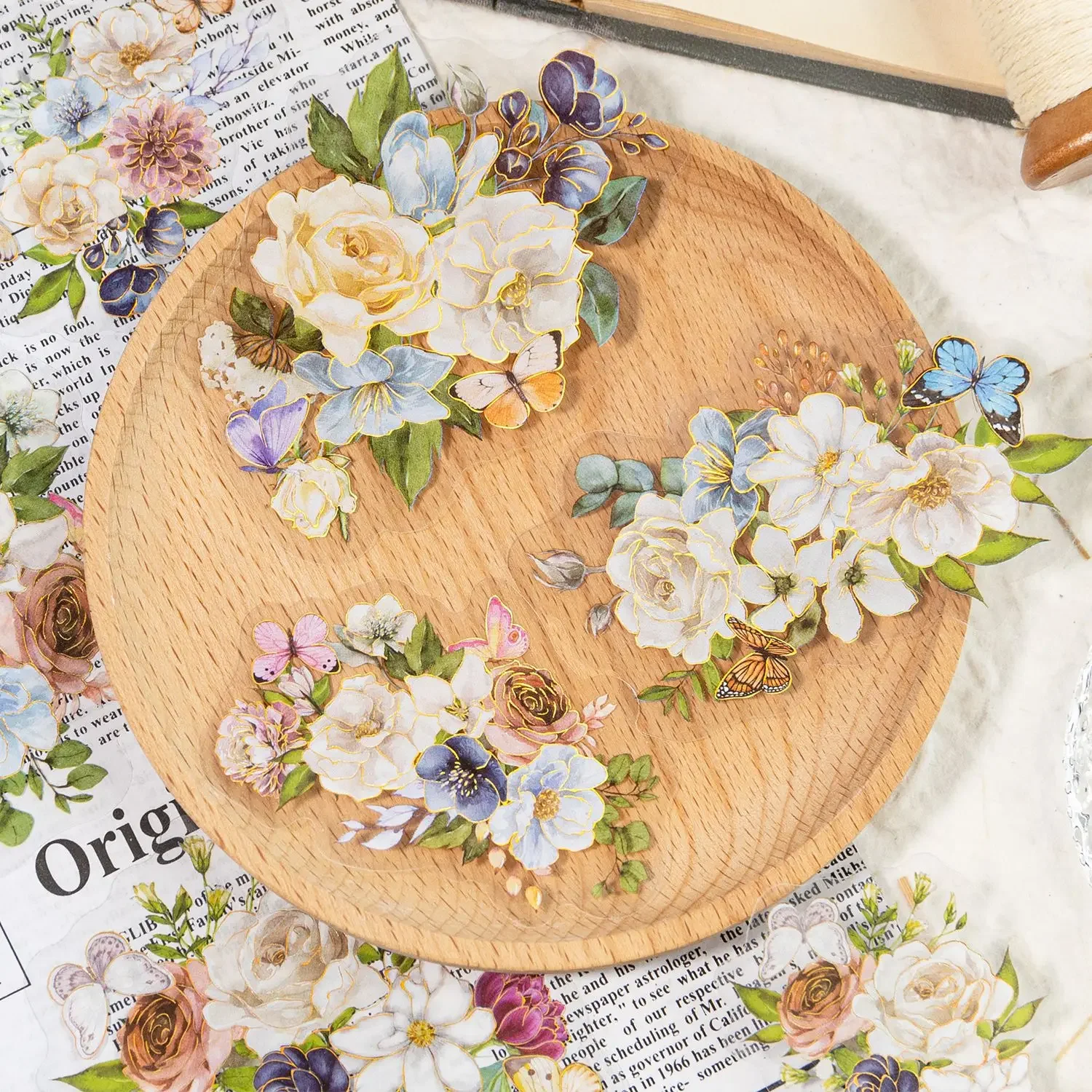 Journamm-10pcs-pack-PET-Gold-Foil-Flower-Stickers-DIY-Scrapbooking ...