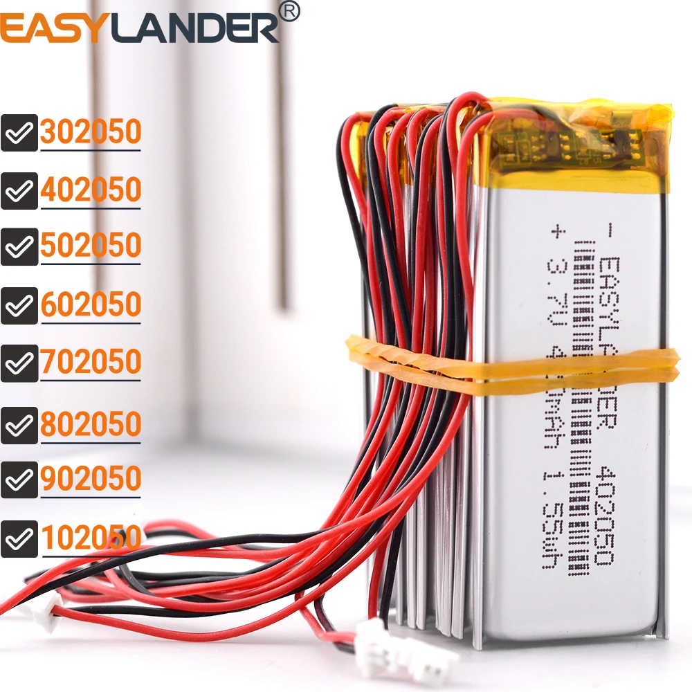 5 ชิ้น/ล็อต JST1.25mm 2P 402050 452050 3.7V 400mAh แบตเตอรี่ลิเธียม Li ...