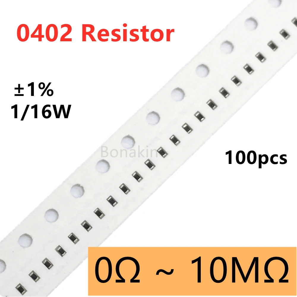 100pcs-1-0402-SMD-resistor-0R10R20R22R100R120R200R330R470R510R1K1-5K2 ...