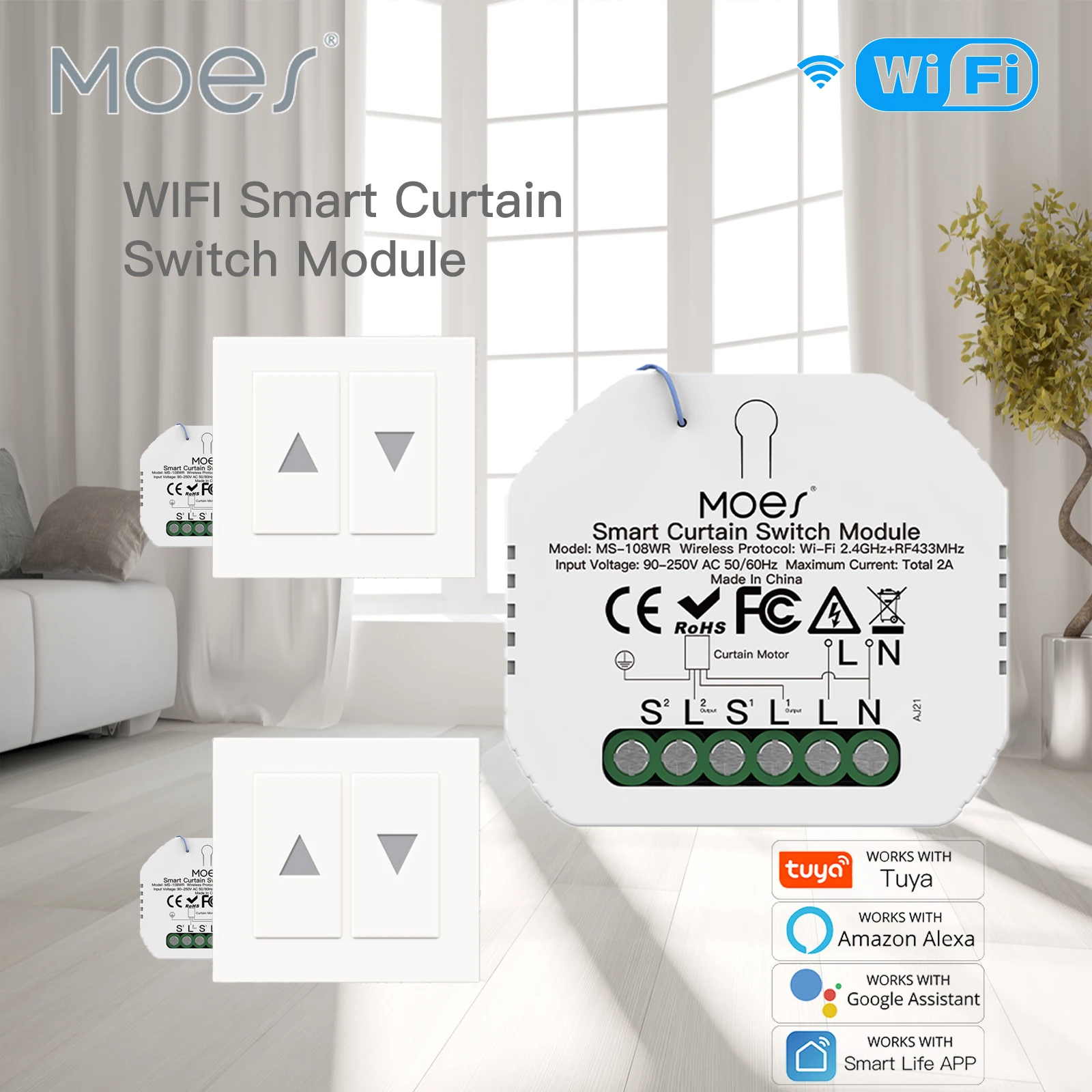 Smart Electric Shutter Wifi | Switch Wifi Rf Curtain Moes - Automatic ...