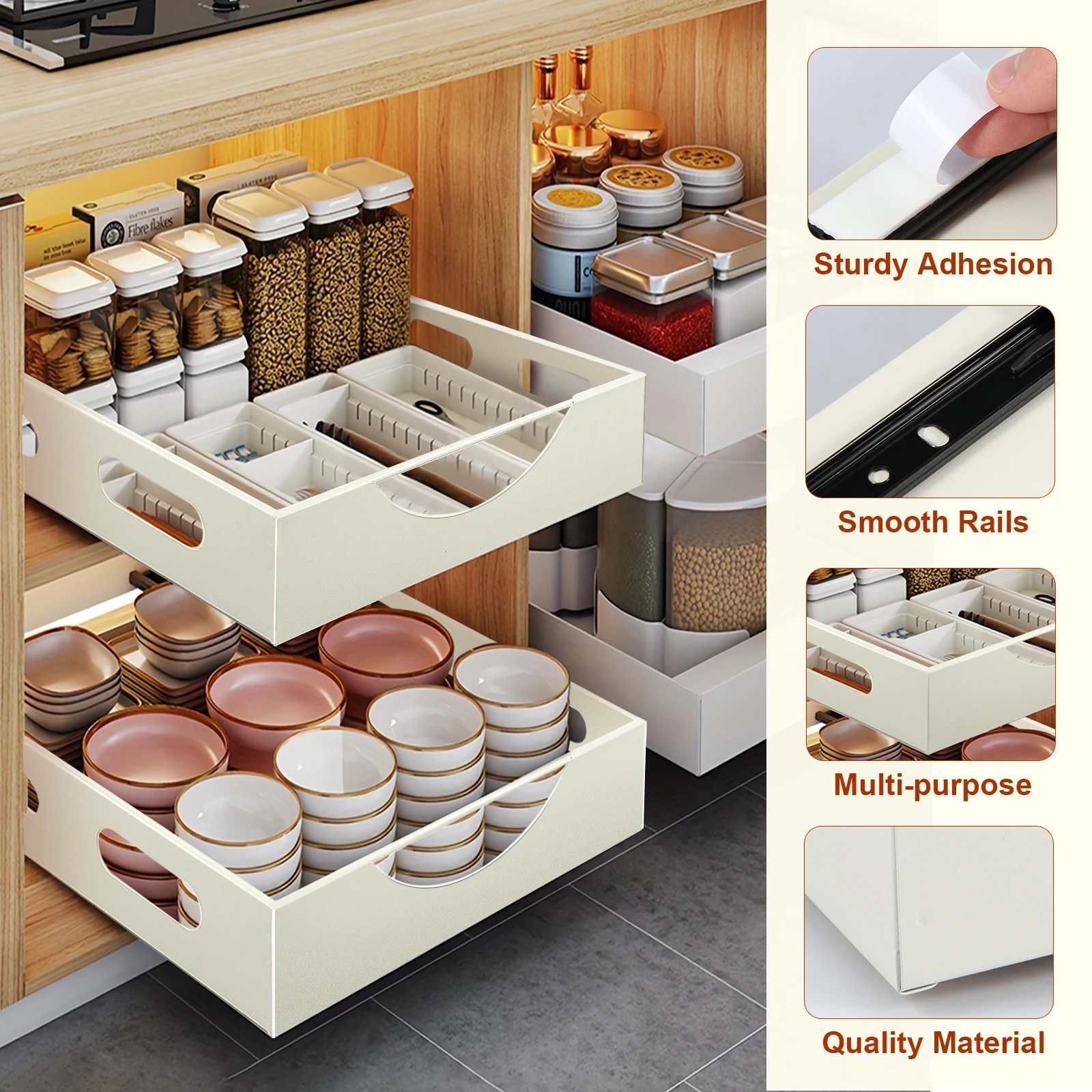 Pull-out-Kitchen-Storage-Drawer-Carbon-Steel-Self-adhesive-Cabinet ...