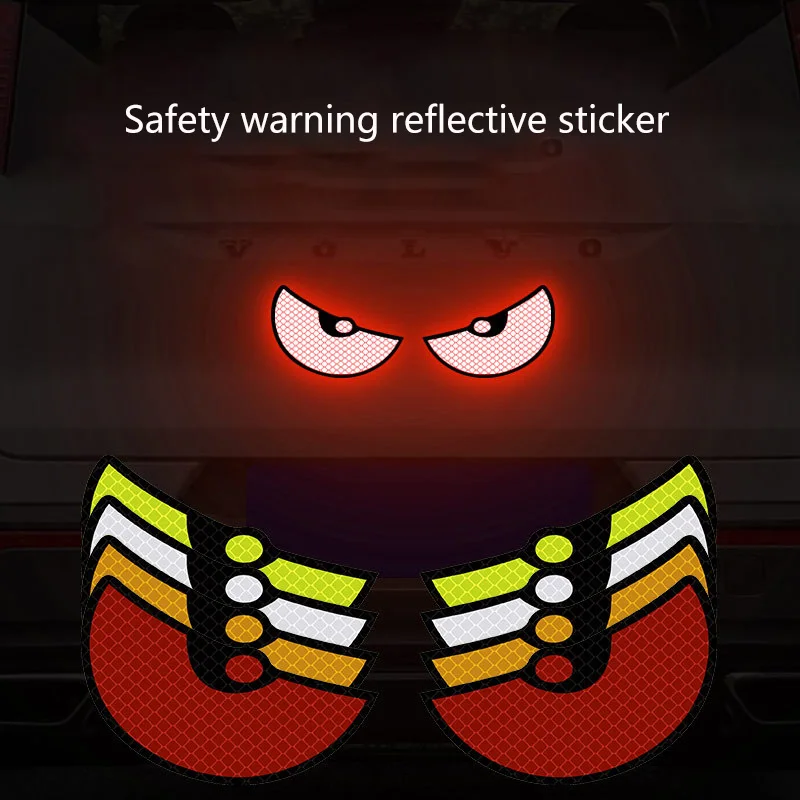 2PCS-Cartoon-Big-Eyes-Car-Sticker-Reflective-Sticker-Motorcycle-Bike ...