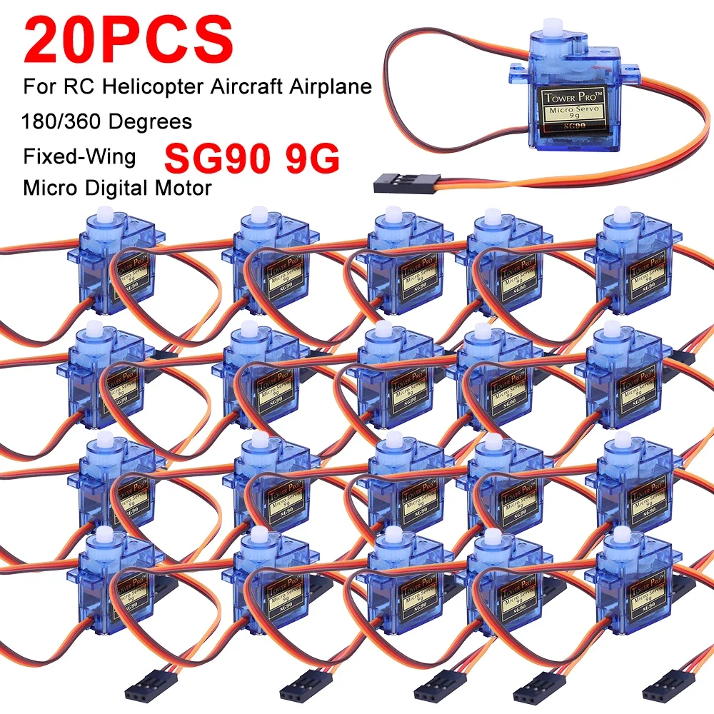 20PCS-SG90-9G-Micro-Digital-Servo-Motor-180-360Degree-Fixed-Wing-Micro ...