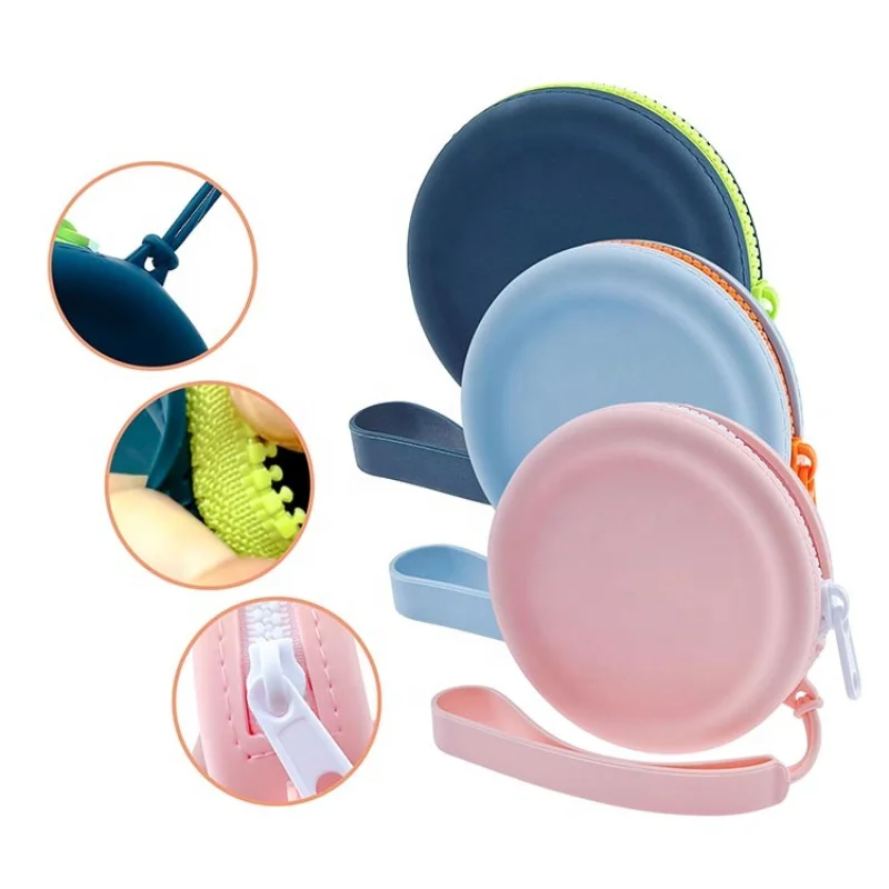 Round-Silicone-Coin-Wallet-Pendant-Keychain-Coins-Bag-Small-Girls-Key ...