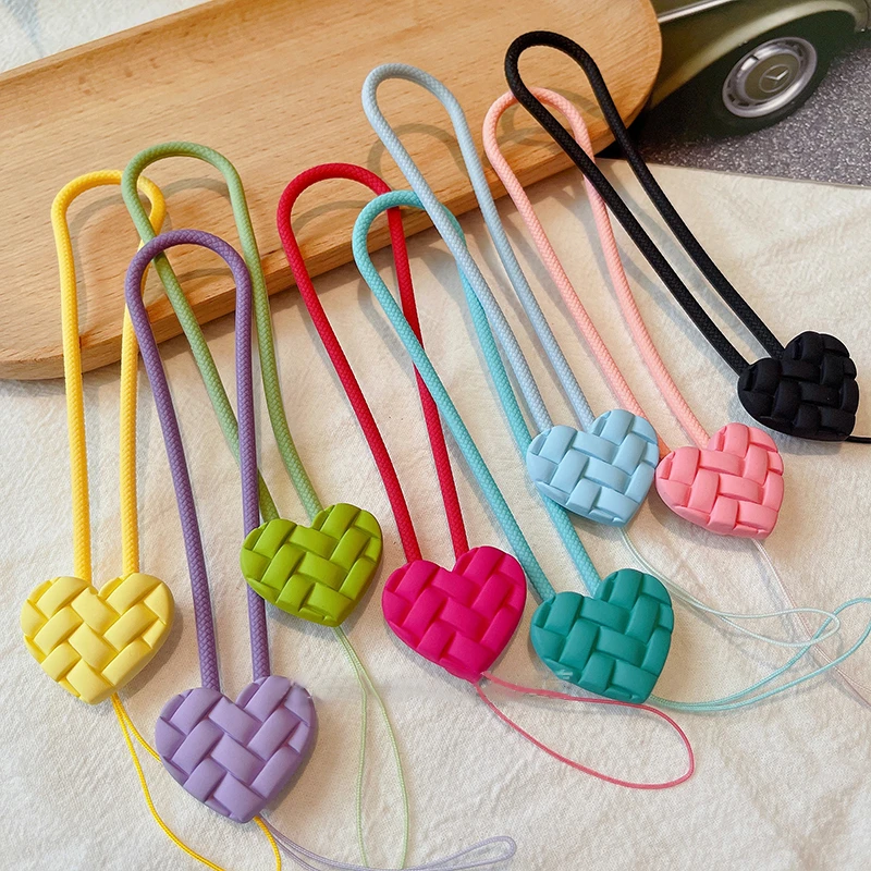 Cute 3D Love Heart Short Hand Lanyard Wrist Phone Strap For Iphone 14 ...