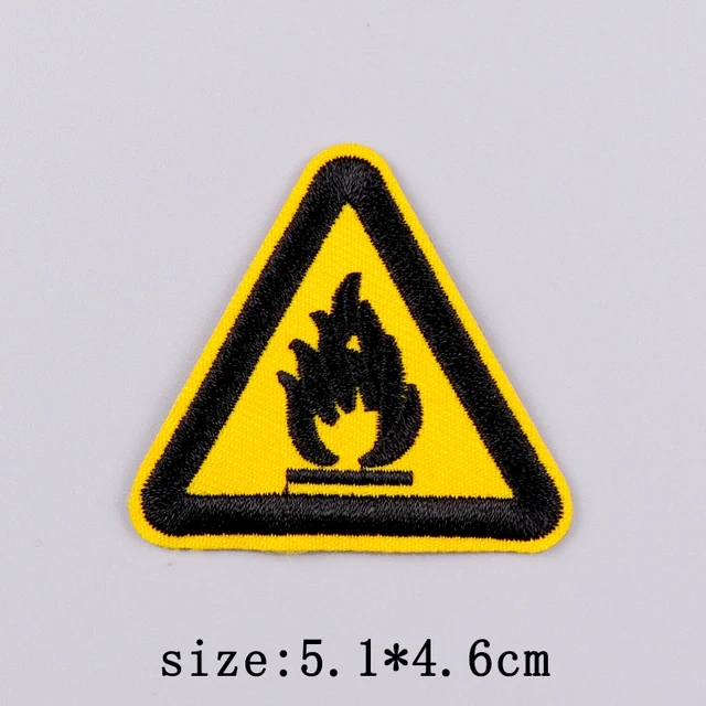 Danger Warning Embroidery Patch Iron On Patches For Clothing ...