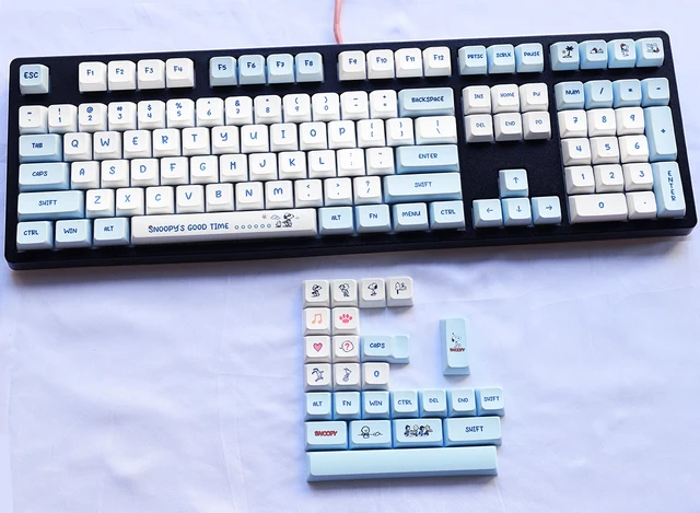 MDA JDA Keycaps PBT Dye-Sub White Blue for Cherry MX Switches Fit 61 63 ...
