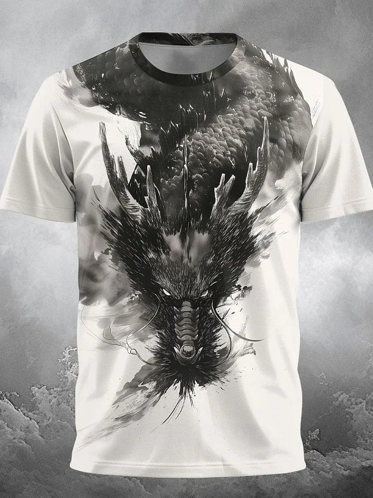 3D Dragon Print Men's T-shirt Summer Daily Casual Men's Street T-shirt ...