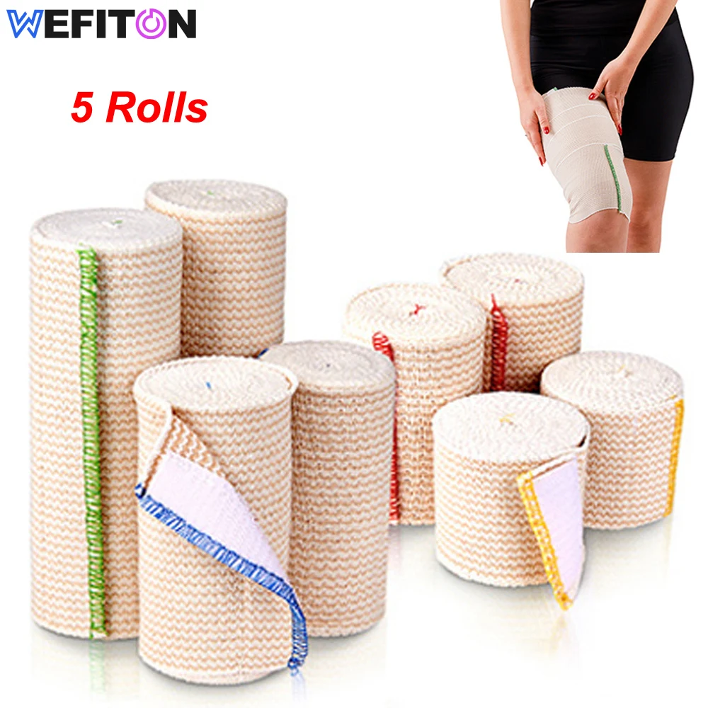 5-Rolls-Premium-Elastic-Bandage-Wrap-Cotton-Latex-Free-Compression ...