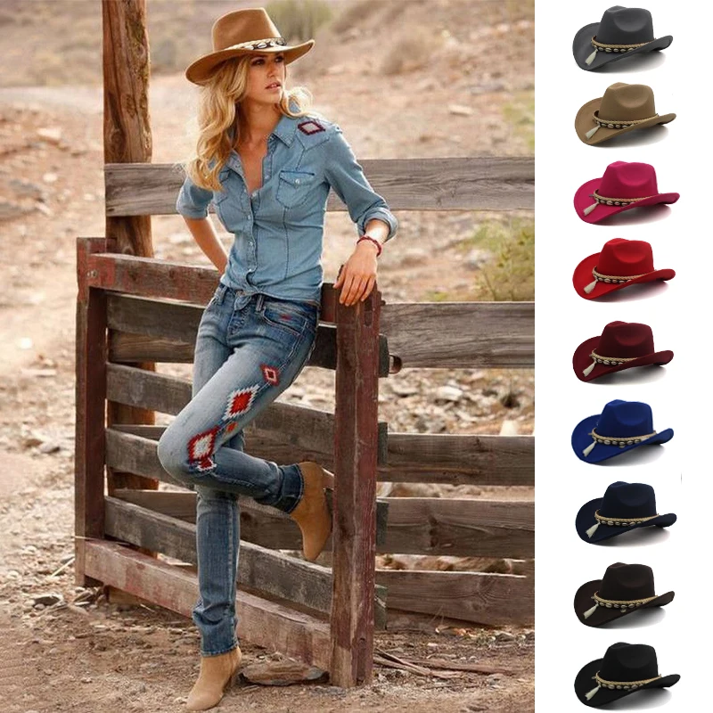 3-Sizes-Parent-child-Men-Women-Kids-Western-Cowboy-Hats-Wide-Brim ...