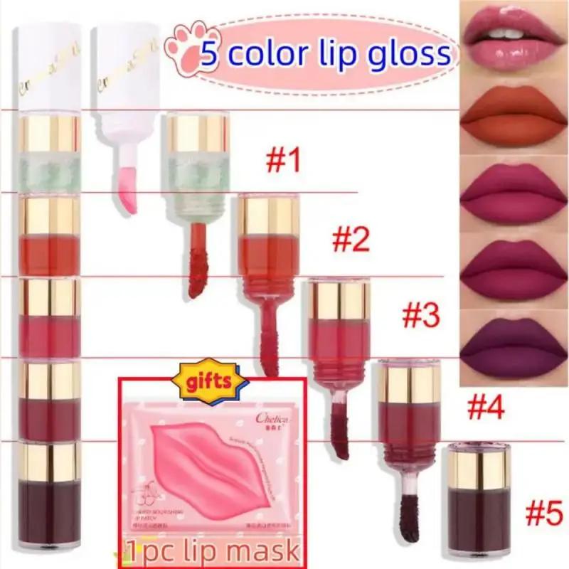 5-In-1-Matte-Lipstick-Kit-Makeup-5-color-Velvet-Sexy-Red-Lip-Tint ...
