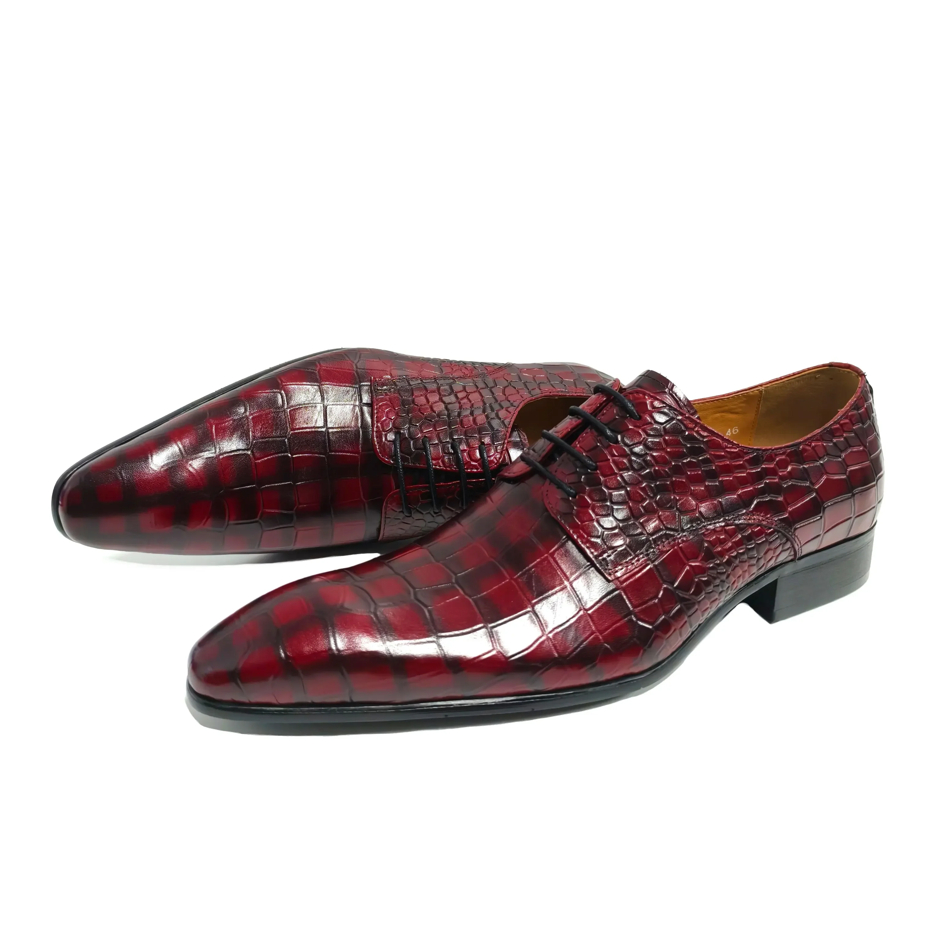Red-Printing-Derby-Shoes-Formal-for-Men-Luxury-Lace-Up-Genuine-Leather ...