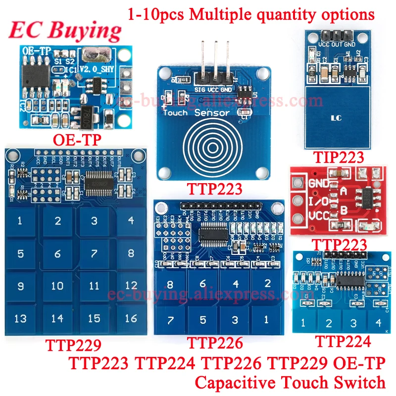 1-10Pcs 1/4/8/16 Channel TTP223 TTP224 TTP226 TTP229 Jog Digital Touch ...