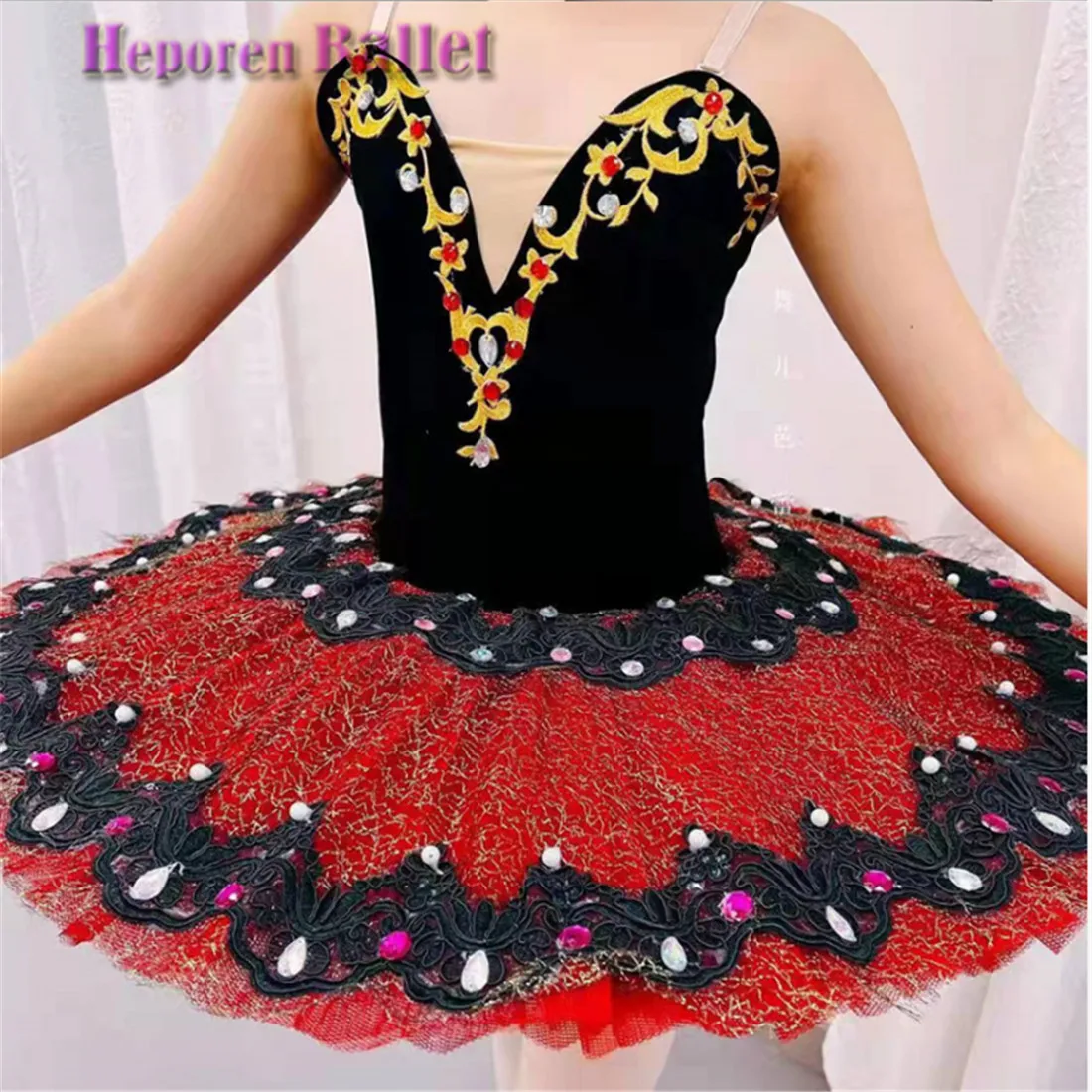 Children-s-Black-Red-Ballet-Dancing-Tutu-For-Don-Quixote-Performance ...