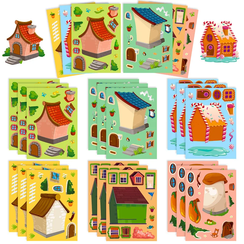 6-24sheets-Kids-DIY-Puzzle-Stickers-Pack-Make-Your-Own-House-Dress-Up ...