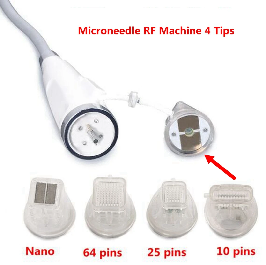 Microneedle Rf Machine 4 Tips Cartridge 10pin 25pin 64pin And Nano ...