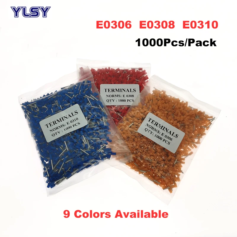 1000Pcs Tube Insutated Crimp Terminals Electrical Wire Cable Connector ...