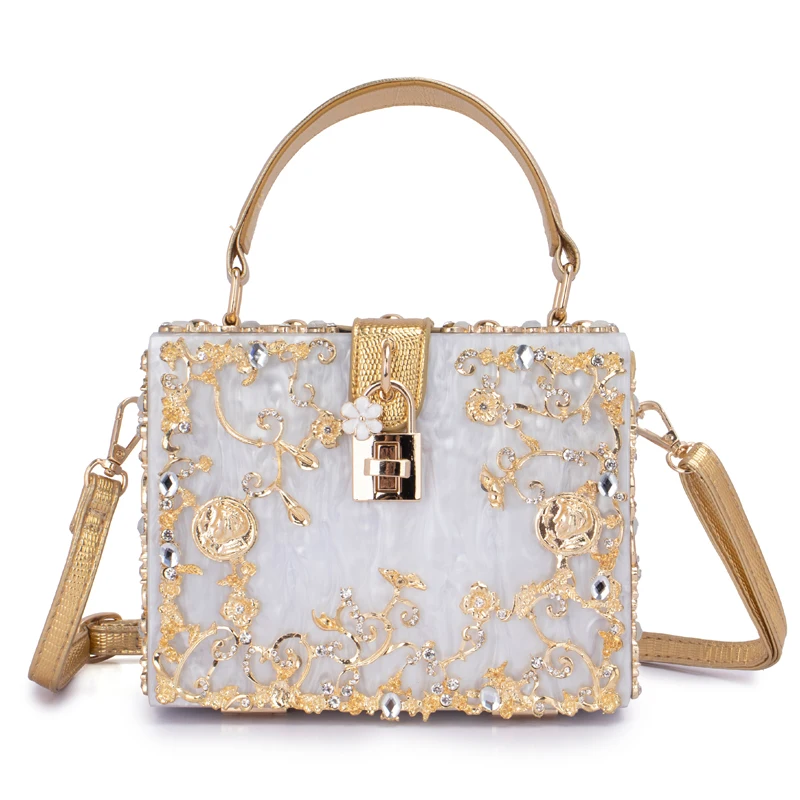 Ladies-Luxury-Diamonds-Golden-Acrylic-Handbag-For-Wedding-Banquet ...