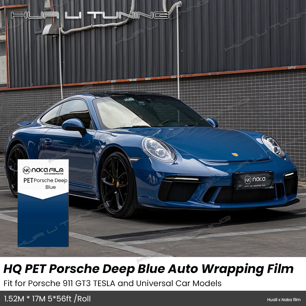 Porsche Deep Blue Glossy Vinyl Wrap For Porsche 911 GT3 Tesla etc ...