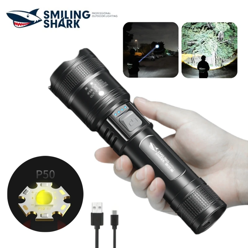 Smiling-Shark-SD1029-Zoomable-Flashlight-P50-USB-Rechargeable ...