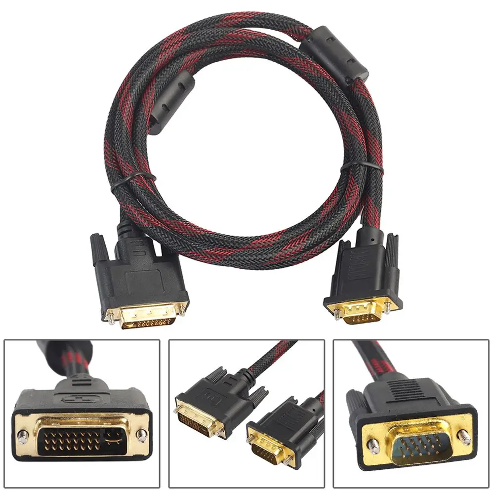 1.5m dvi macho para vga cabo macho DVI I 24 + 5 fio bi direcional cabo ...