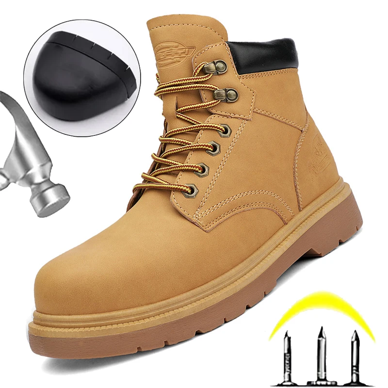 Steel Toe Safety Shoes High Quality Leather Army Boots Men Anti ...
