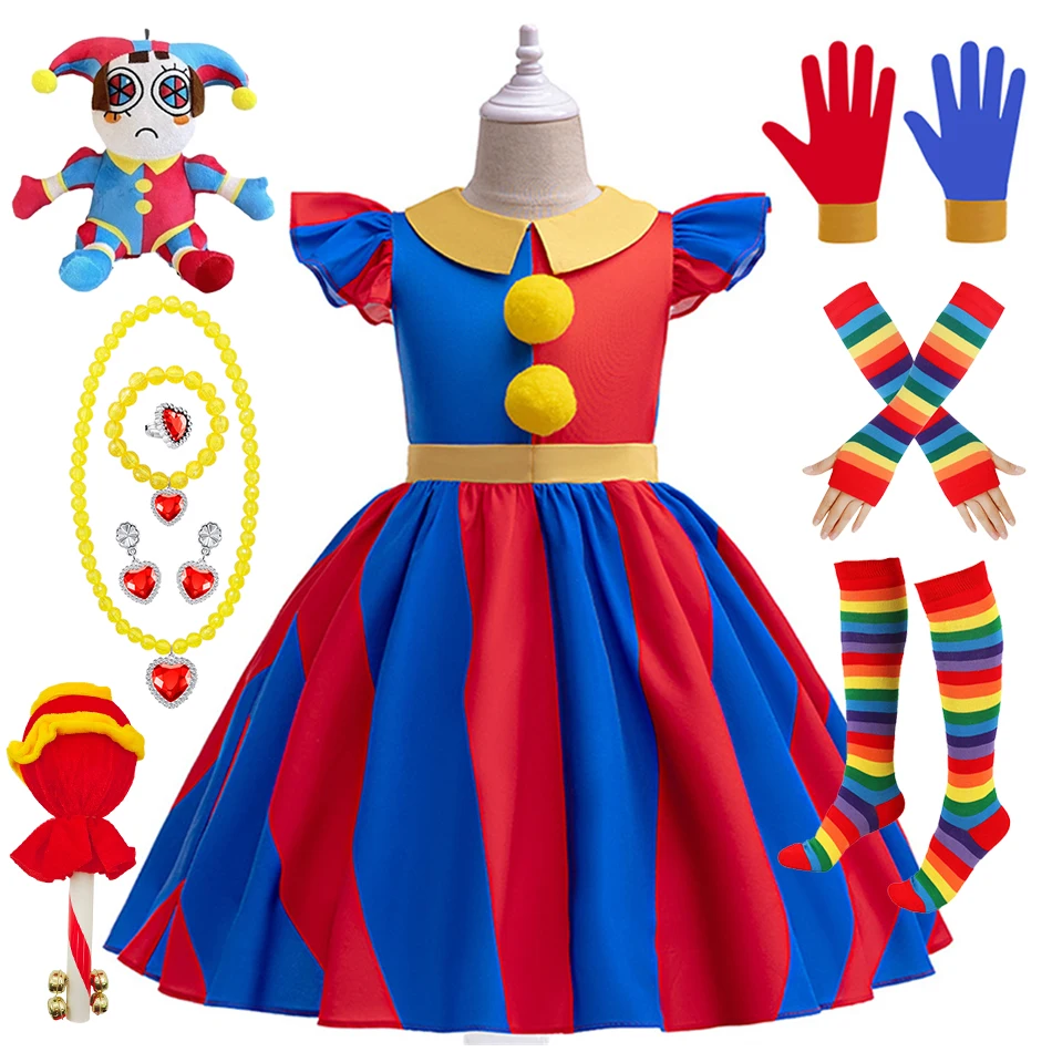 Kids-Pomni-Cosplay-Costume-Digital-Circus-Children-Clown-Dress-Girls ...