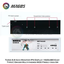 Turzx 8.8 Inch Monitor IPS Display 1920x480 Easy Type-C Driver Multi ...