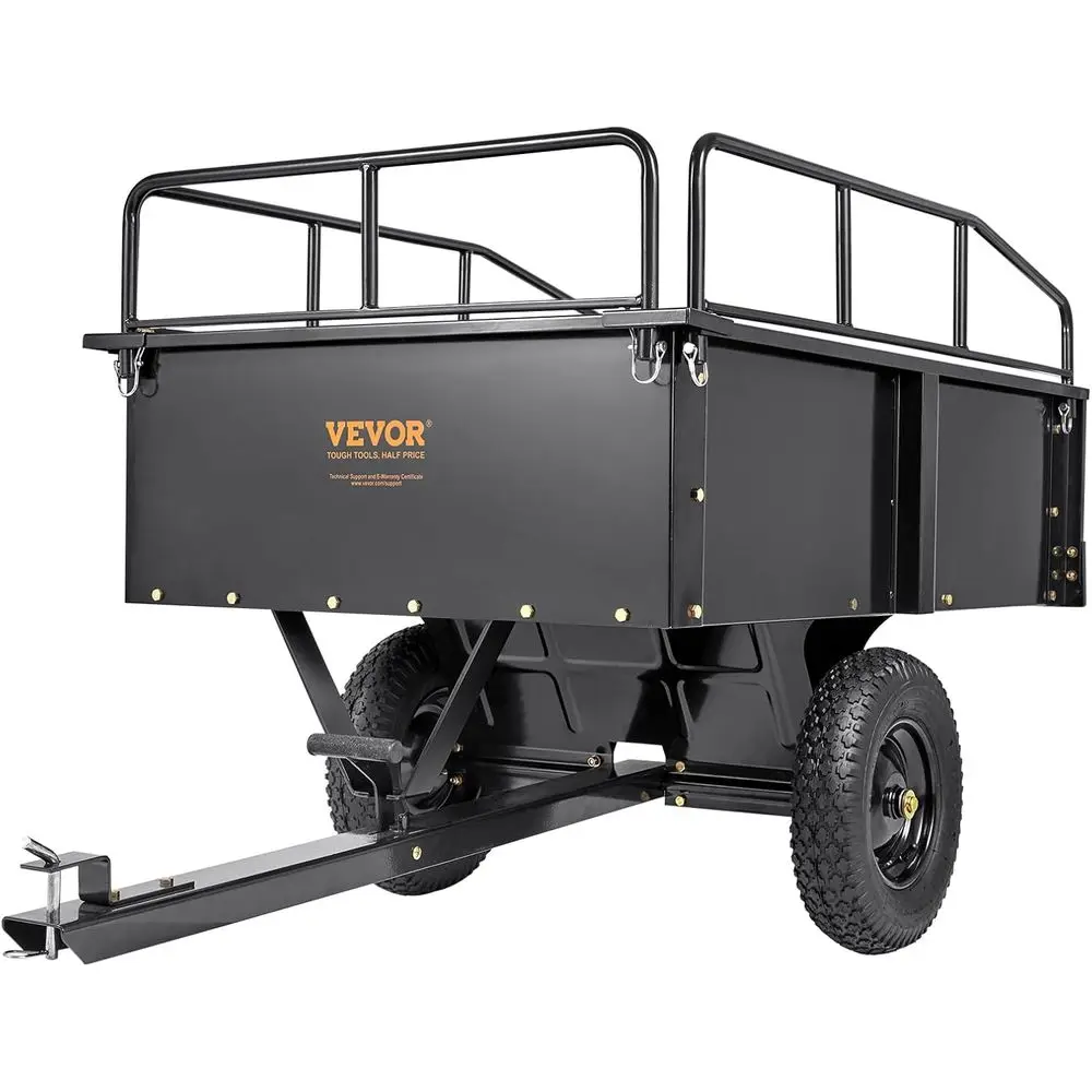 Sturdy Steel Dump Cart Trailer, 750 lbs Capacity, 15 Cubic Feet ...