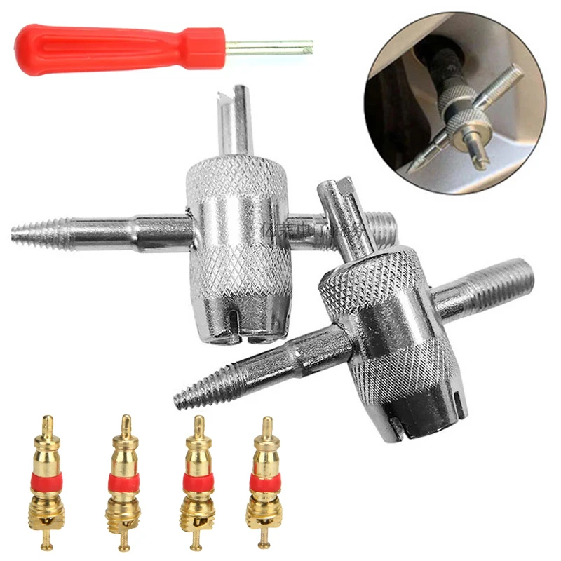 4 in 1 Car Tire Valve Repair Set Automobiles Tyre 4 Way Valve Core ...