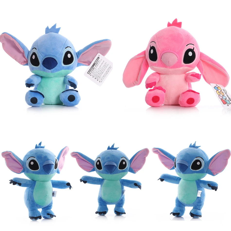 Disney Cartoon Blue Pink Lilo And Stitch Plush Figure Anime Toys ...