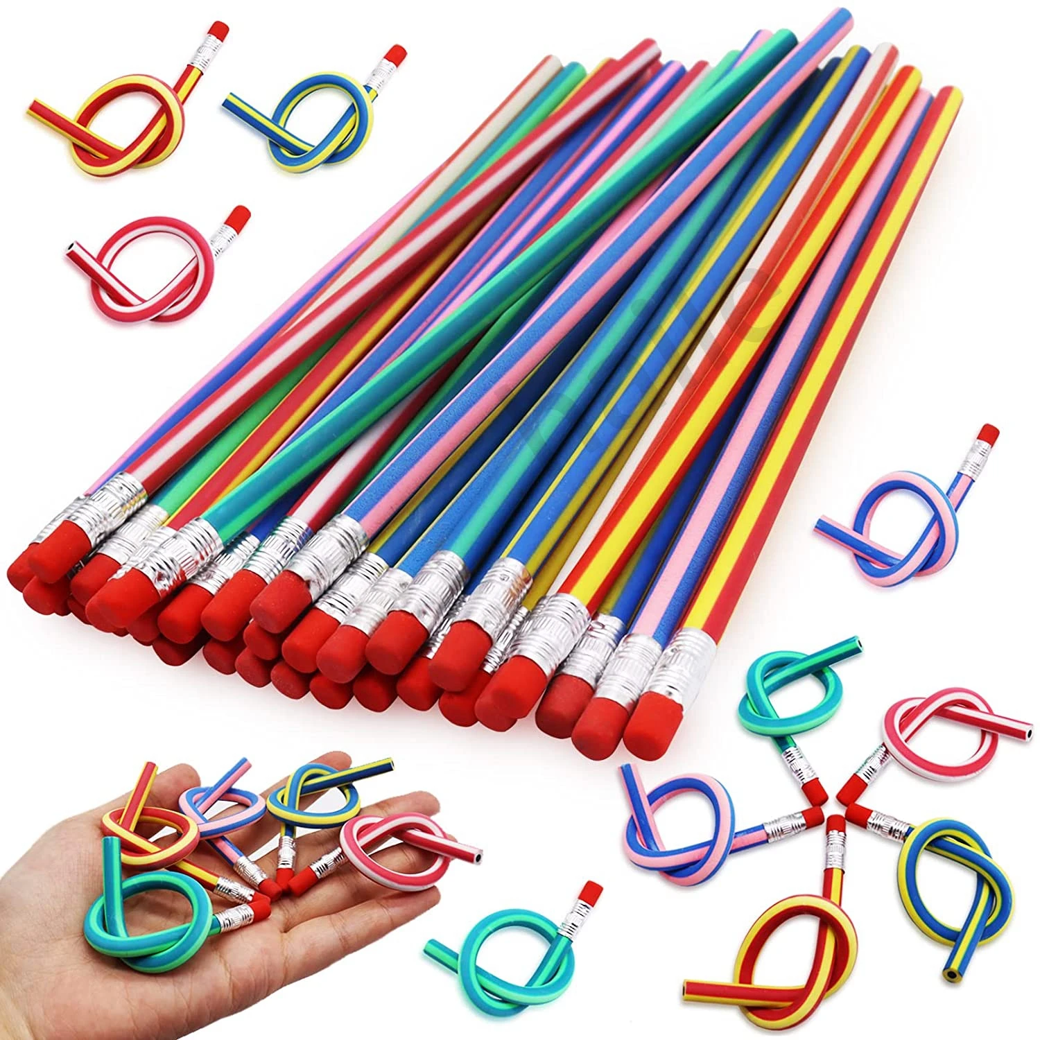 Haile-Colorful-Magic-Flexible-Pencils-With-Eraser-Rubber-Pencils-Toy ...