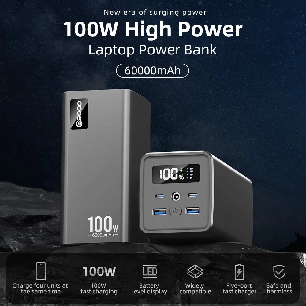 PSOOO-100W-Power-Bank-100000mAh-Dual-USB-Type-C-PD-Carga-r-pida ...