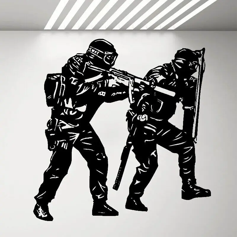 Police-SWAT-Wall-Sticker-Commando-Soldier-Vinyl-Decal-Army-Stickers ...