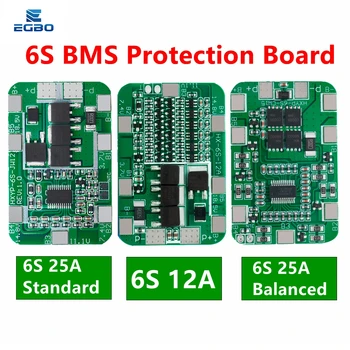 18650 리튬 배터리 셀 모듈용 PCB BMS 보호 보드, 6S, 12A, 25A, 24V, 25.2V, 6 팩, 신상품 밸런스드