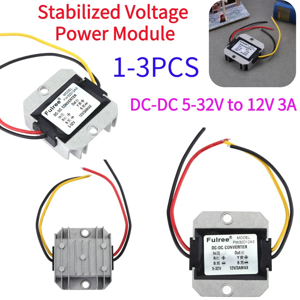 1-3Pcs DC-DC 5-32V To 12V 3A Automatic Voltage Stabilizer Power ...