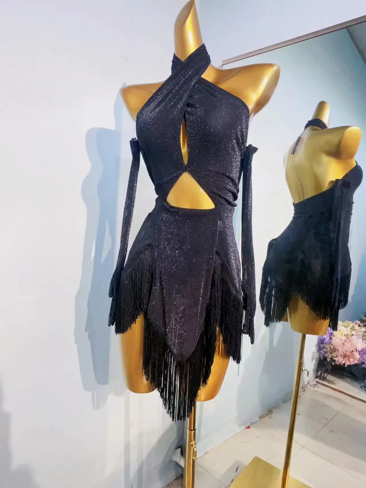 Female-Stage-Clothing-Women-Latin-Dance-Dress-Adult-Tassel-Ballroom ...