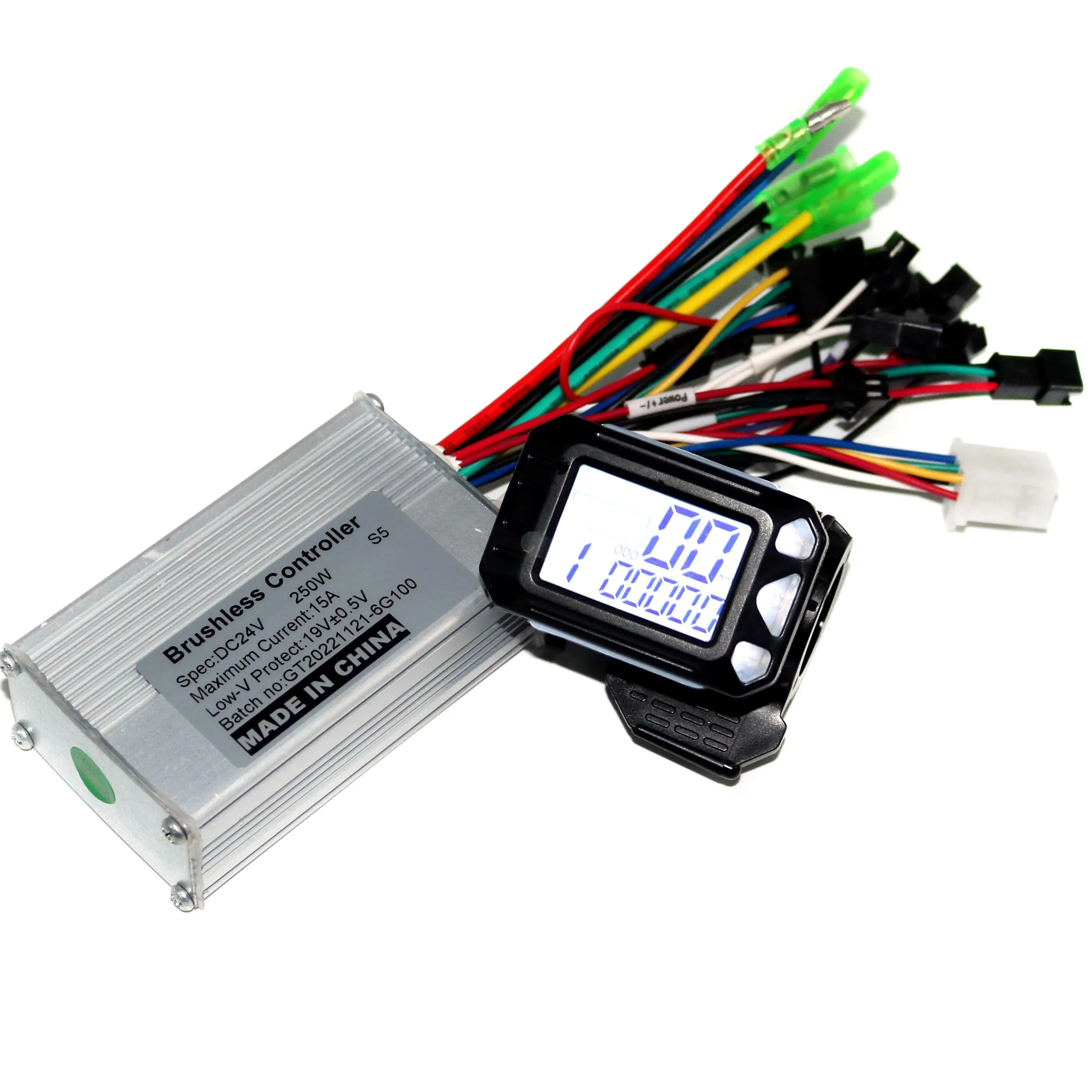 GREENTIME 24/36V/48V 250W BLDC Motor Controller E-bike Scooter Brushless Speed Driver and S5 LCD ...