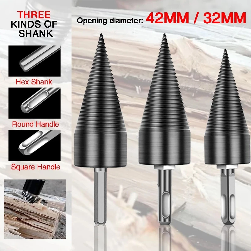 Split-Wood-Cone-drilling-Tool-Firewood-Machine-Drill-Wood-Cone-Reamer ...