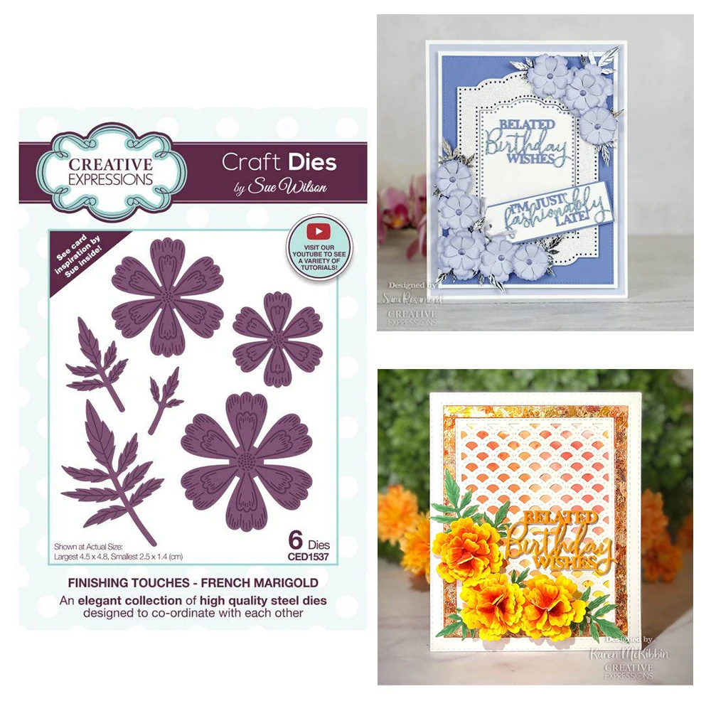 Finishing Touches - Heart Leaf Flower And French Marigold Metal Cutting ...