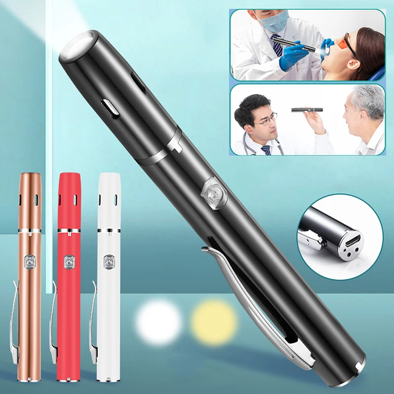 Usb Rechargeable Doctor's Torch Led Pupil Pen Flashlight Light White ...