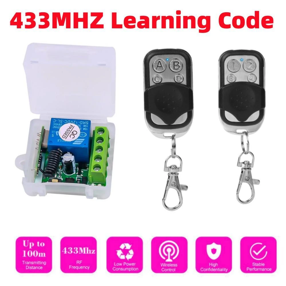 433mhz Rf Wireless Light Switch Dc 12v 10a Relay Receiver And Abcd ...